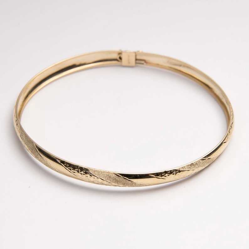 6mm Diamond-cut Bangle Real 10K Yellow Gold Size 8 - Etsy