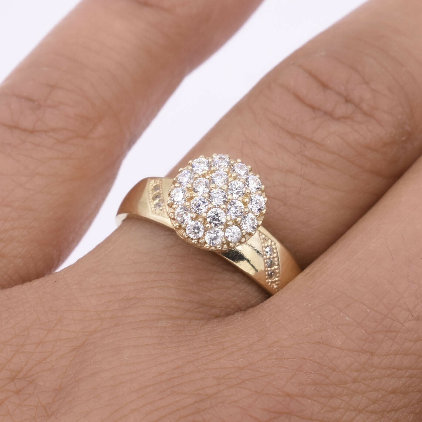 Women's Full Round CZ Engagement Ring Real Solid 10K - Etsy