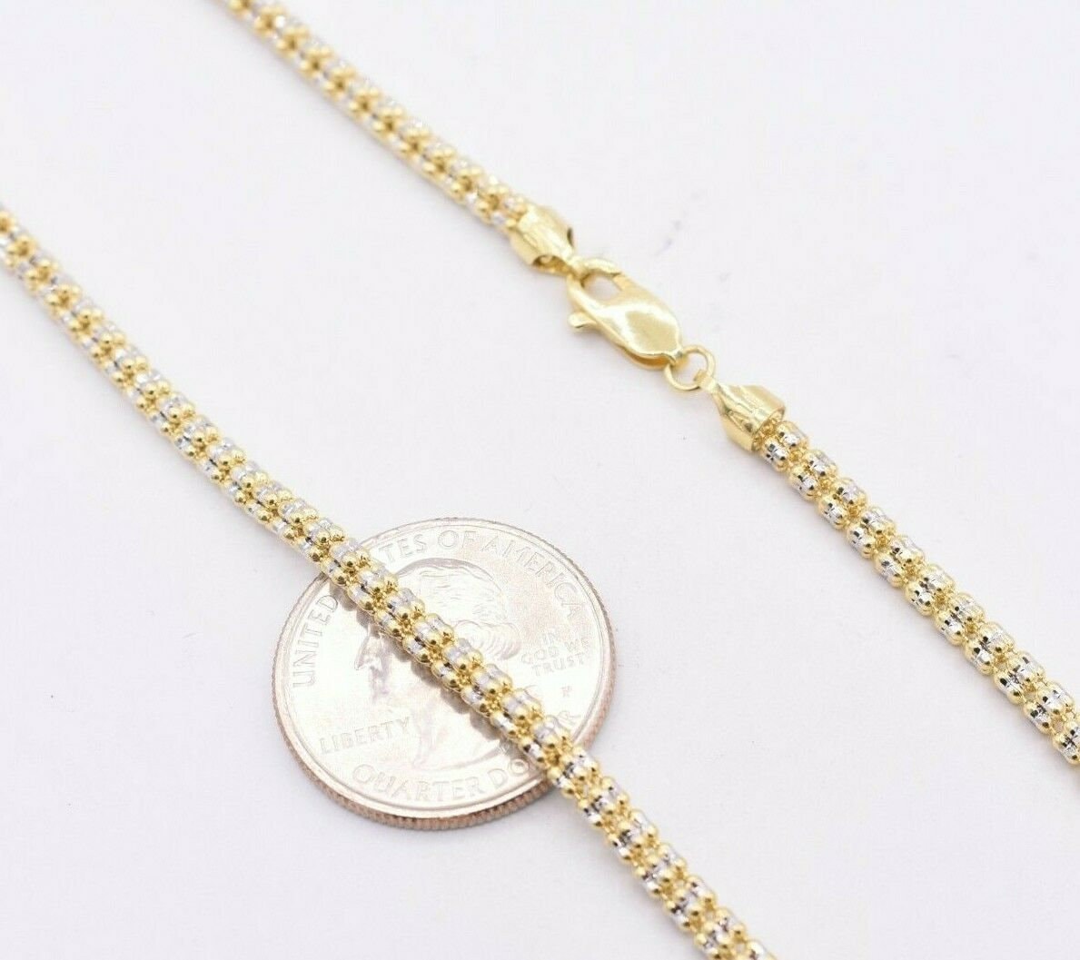 3.5mm Diamond Cut Ice Link Two Tone Chain Real 10K Yellow White Gold - Etsy