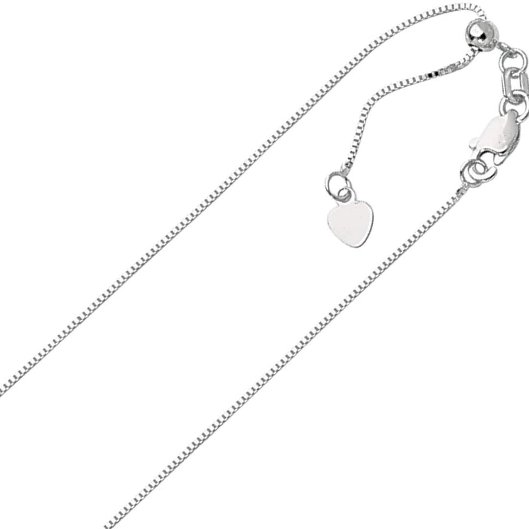 0.70mm Solid Adjustable Box Chain Necklace REAL 14K White Gold up to 22 ...