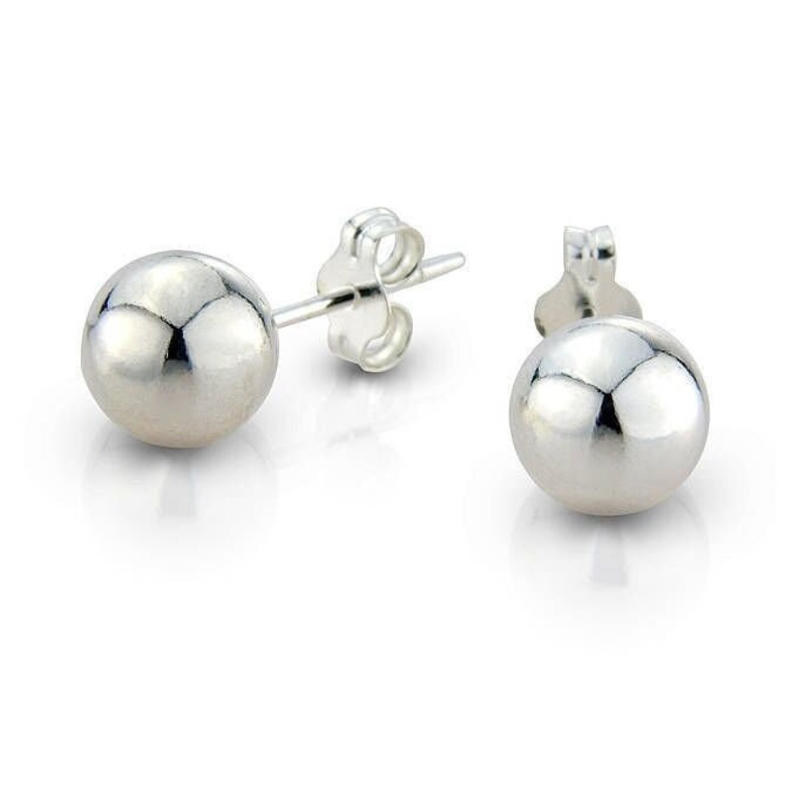 925 Sterling Silver Round Ball Stud Earrings High Polished Butterfly ...