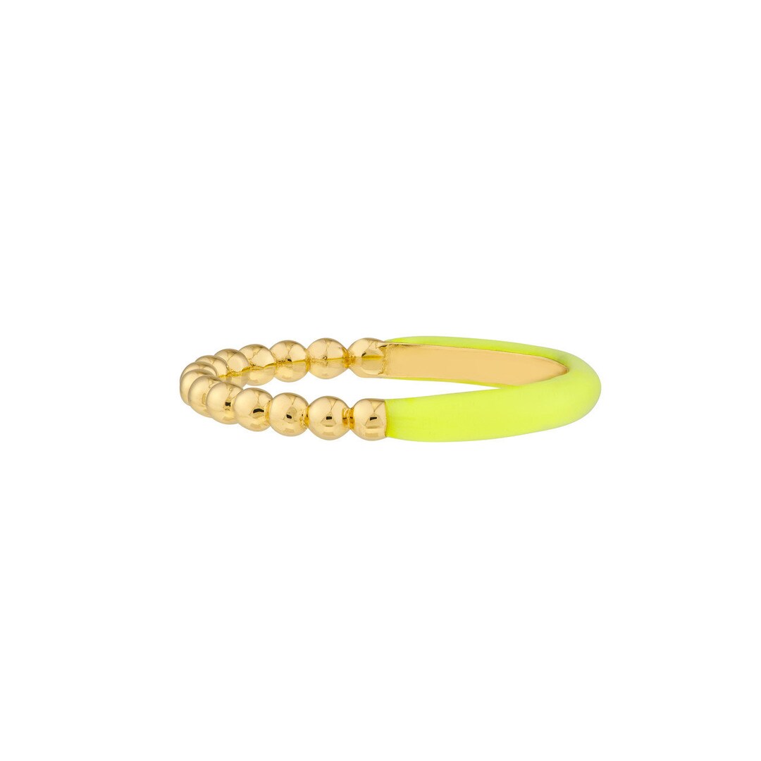 2mm Beaded & Neon Yellow Enamel Ring Real 14K Yellow Gold All Sizes - Etsy