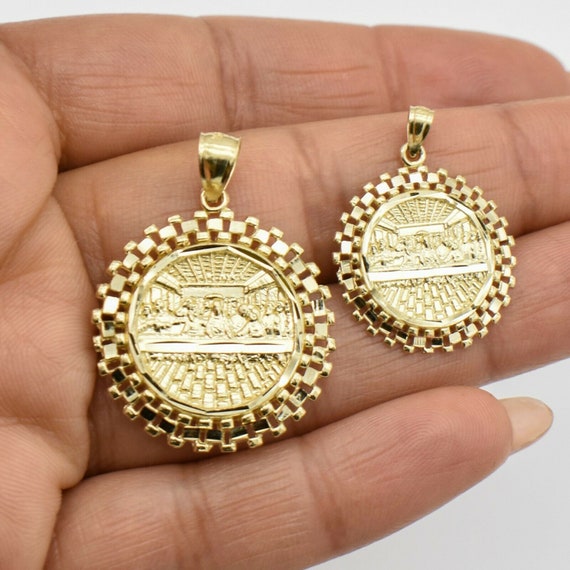 Railroad Bordered Textured Last Supper Pendant Real Solid 10K - Etsy