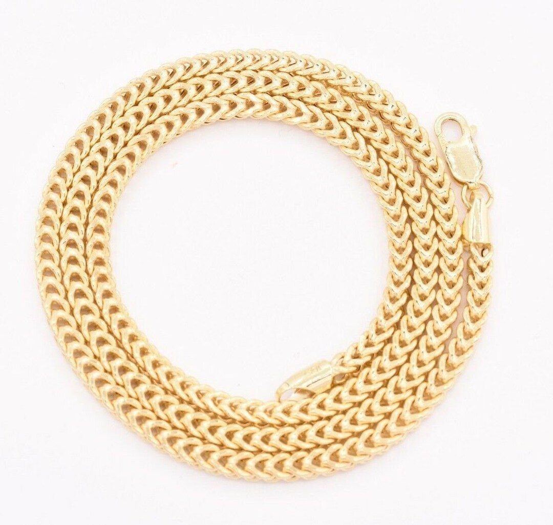 3.5mm Italian Square Franco Link Chain Pendant Necklace Real 10K Yellow ...