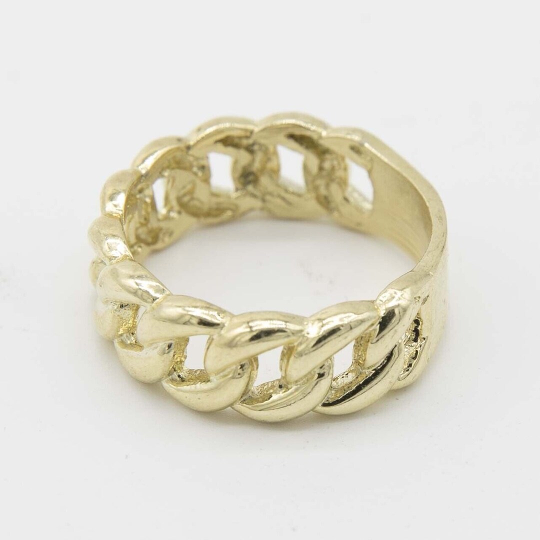 Unisex Miami Cuban Link Ring Real Solid 10K Yellow Gold Size 8 - Etsy