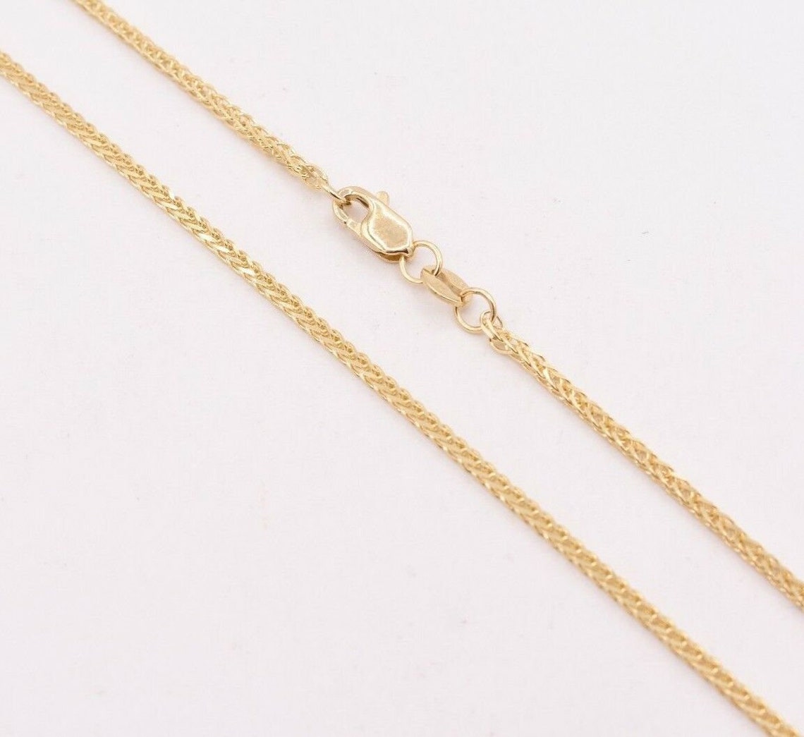 1.8mm Square Wheat Woven Chain Necklace Real Solid 14K Yellow - Etsy