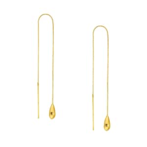 Tear Drop Box Chain Threader Earrings Real 14k Yellow Gold - Etsy