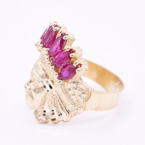 Men's Native American Indian Head Ruby Red CZ Solid 10K Yellow Gold ALL ...
