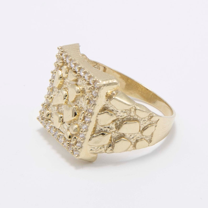 Shiny Square Nugget Ring 10K Yellow Gold All Sizes - Etsy