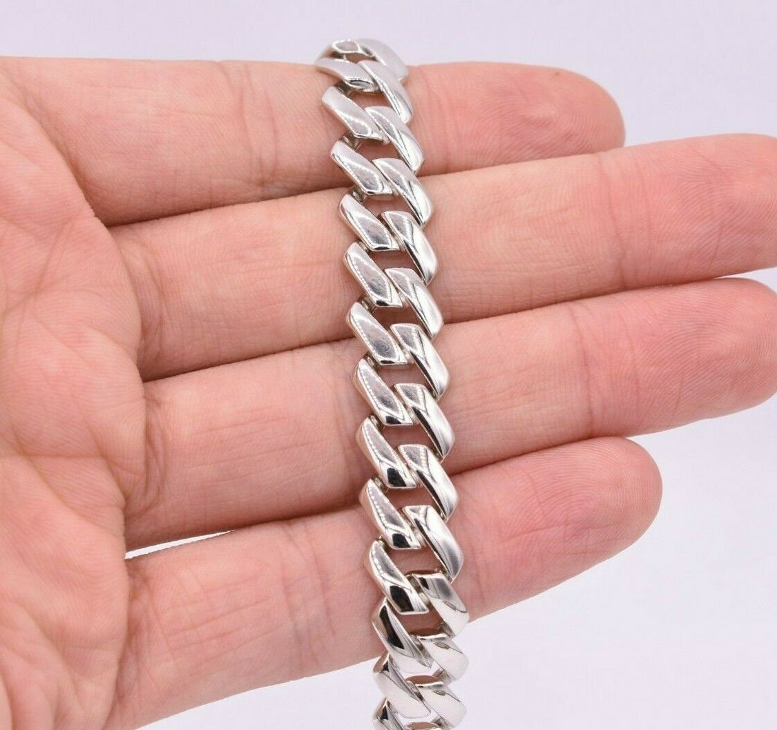 12mm Edge Miami Cuban Chain CZ Box Bracelet Real Solid | Etsy