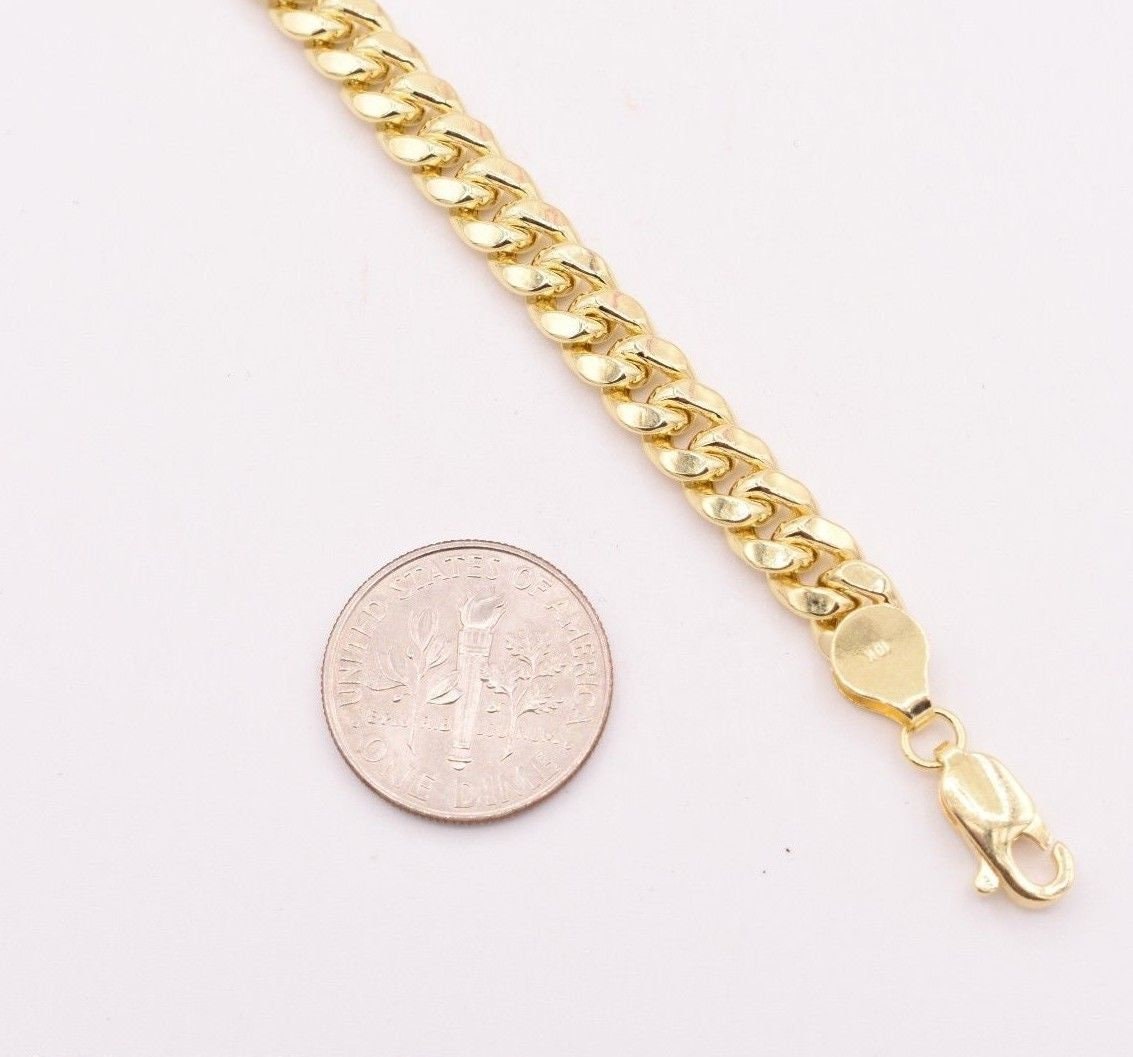 6mm Mens Miami Cuban Link Bracelet Real 10K Yellow Gold 8.5" 8.00 Grams ...
