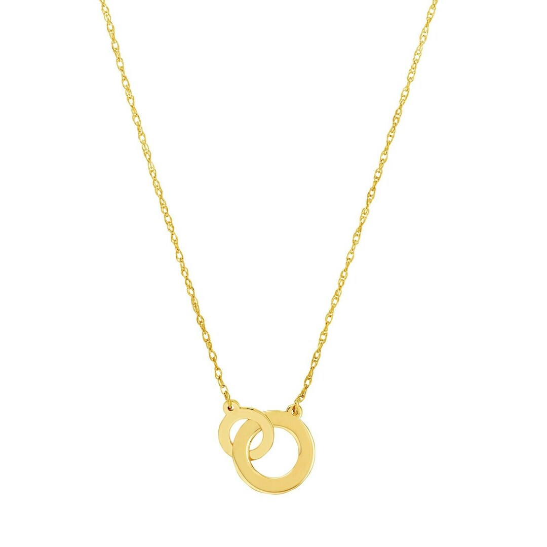 Interlocked Circles Adjustable Chain Necklace Real 14K Yellow Gold up ...