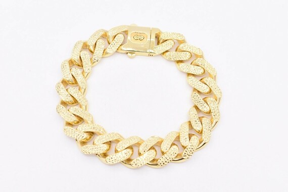 17mm Miami Cuban Royal Link Diamond Cut Box Clasp Bracelet | Etsy