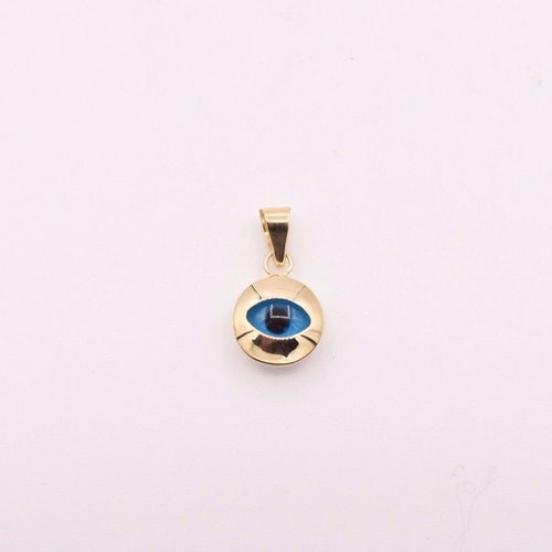 Round Light Blue & Dark Blue Evil Eye Luck Charm Pendant Real - Etsy