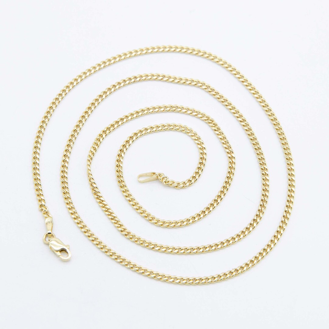 2mm Miami Cuban Link Chain Necklace Real 14K Yellow Gold All Sizes - Etsy