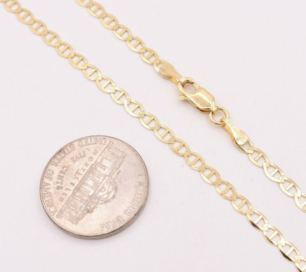 3.2mm Mariner Anchor Link Chain Necklace Real Solid 10K Yellow Gold - Etsy