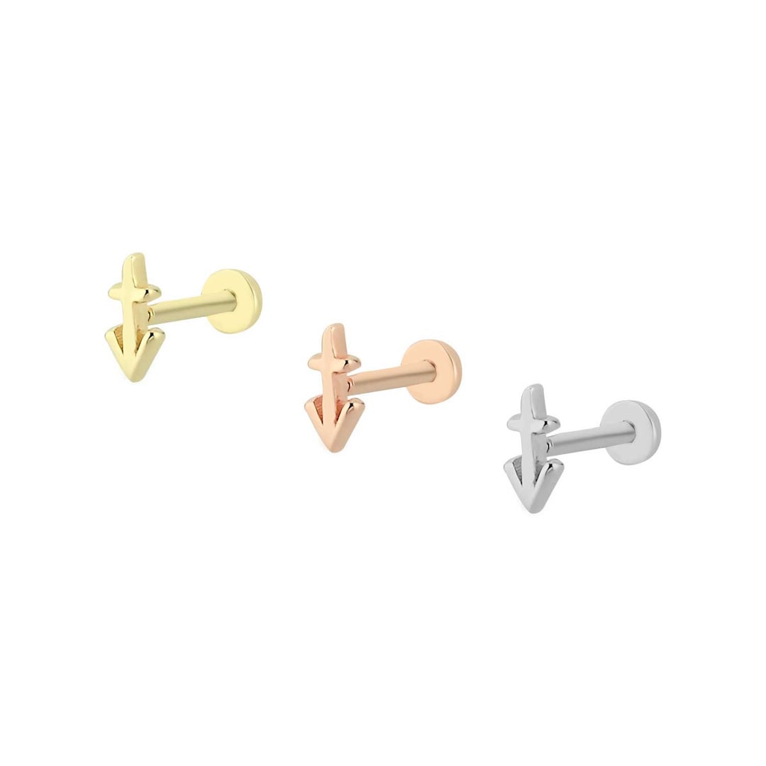 Sagittarius Zodiac Sign Minimalist Tragus Ear Piercing Stud Real 14K ...