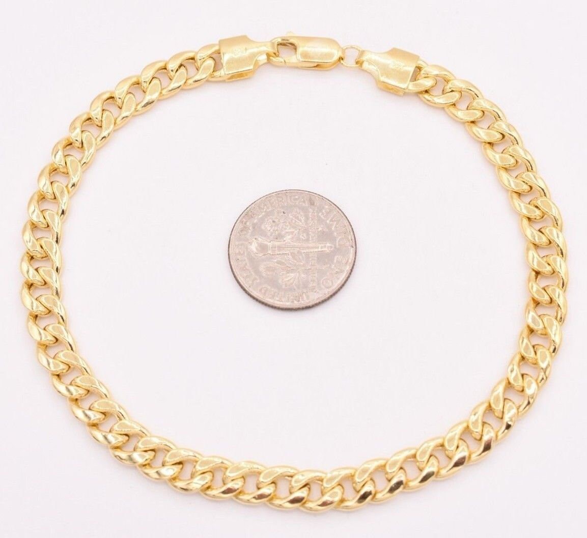 6mm Mens Miami Cuban Link Bracelet Real Solid 14K Yellow Gold | Etsy