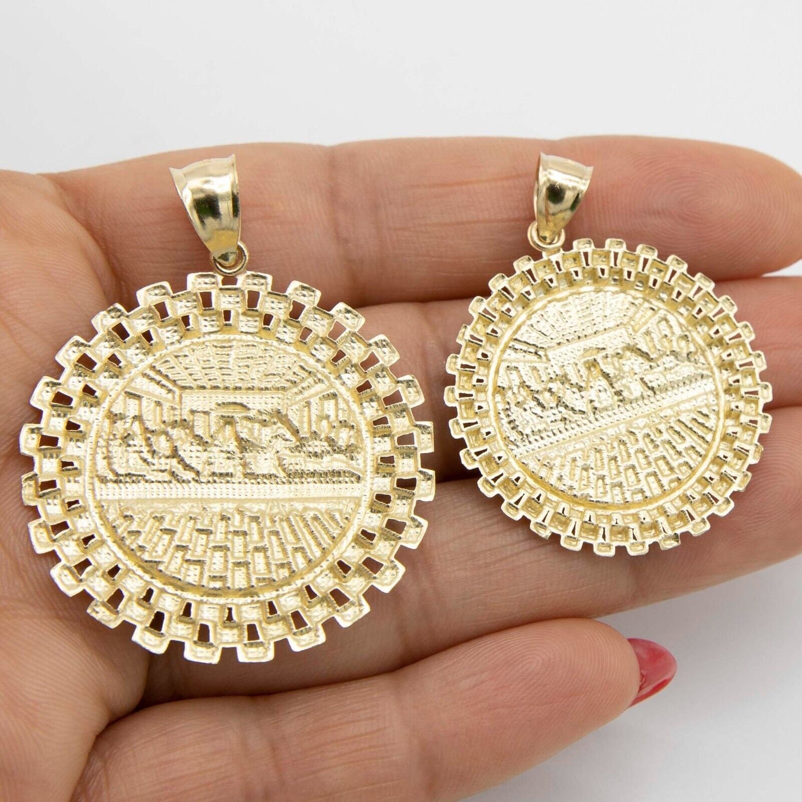 Last Supper Railroad Medallion Pendant Real 10K Yellow White - Etsy