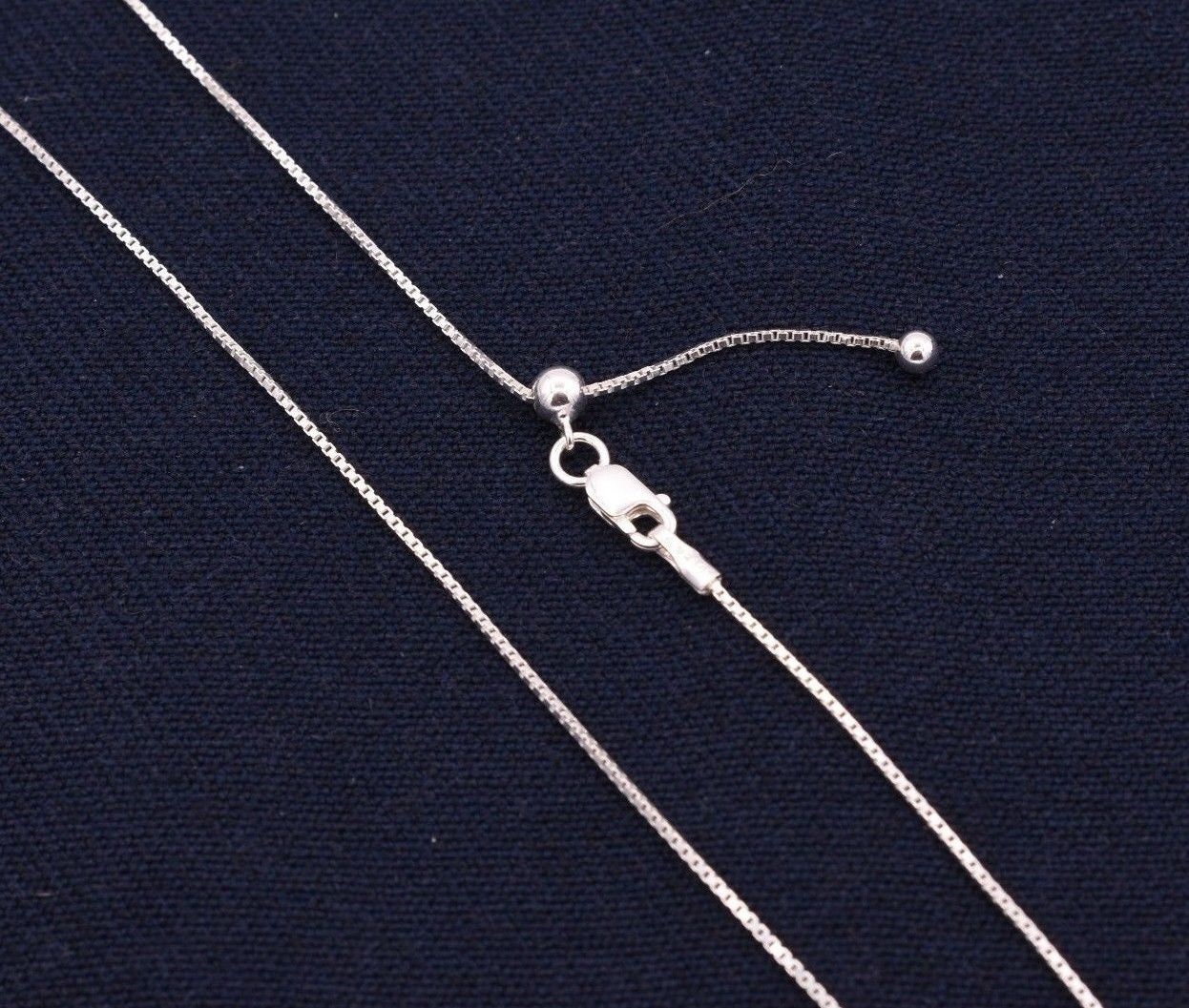 0.80mm Adjustable Box Chain Necklace REAL Sterling Silver up - Etsy