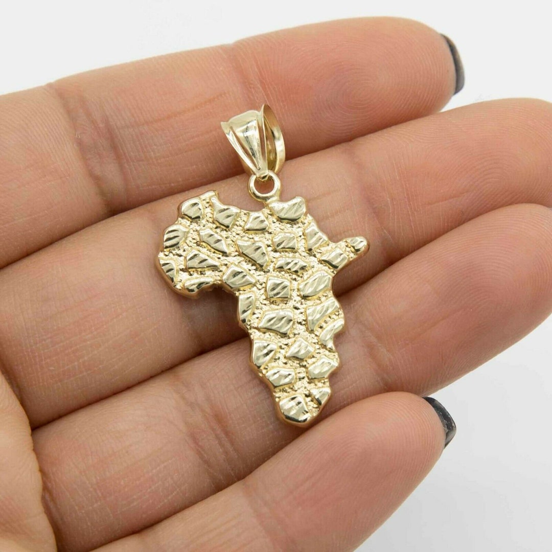 1 1/2" Nugget Charm Pendant Real Solid 10K Yellow Gold - Etsy