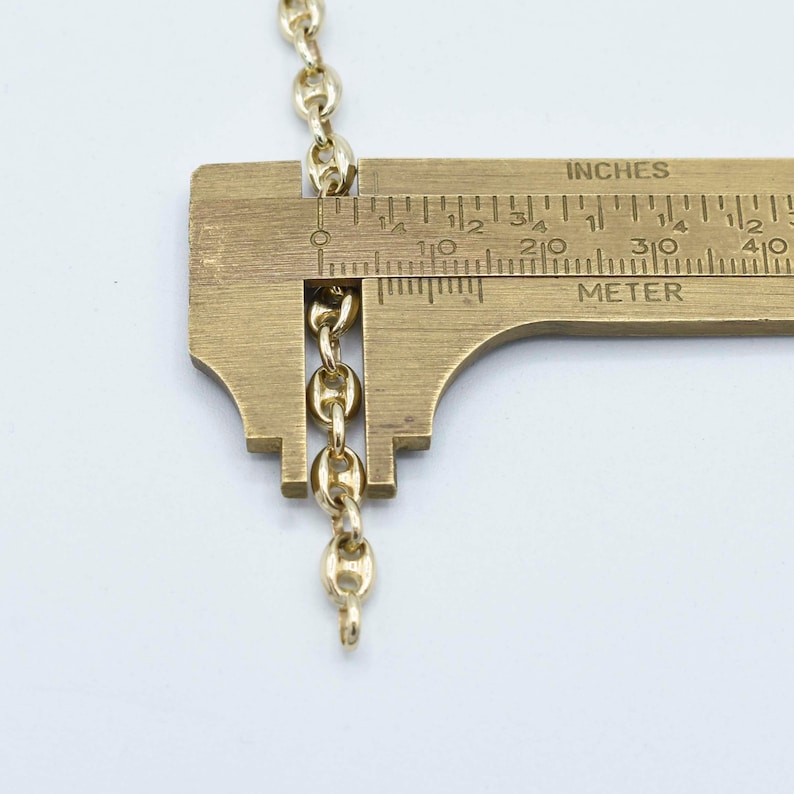 5mm Puffed Mariner Anchor Link Chain Necklace Real 14K Yellow Gold All ...