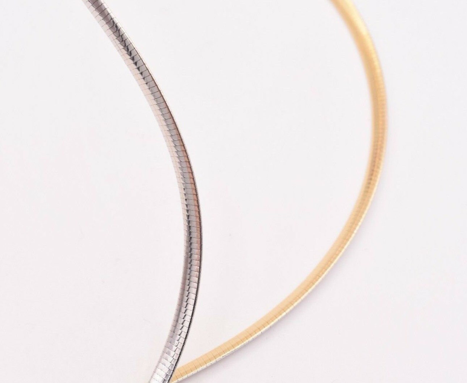 4mm Italian Reversible Omega Chain Necklace 14K Yellow Gold Clad Silver ...