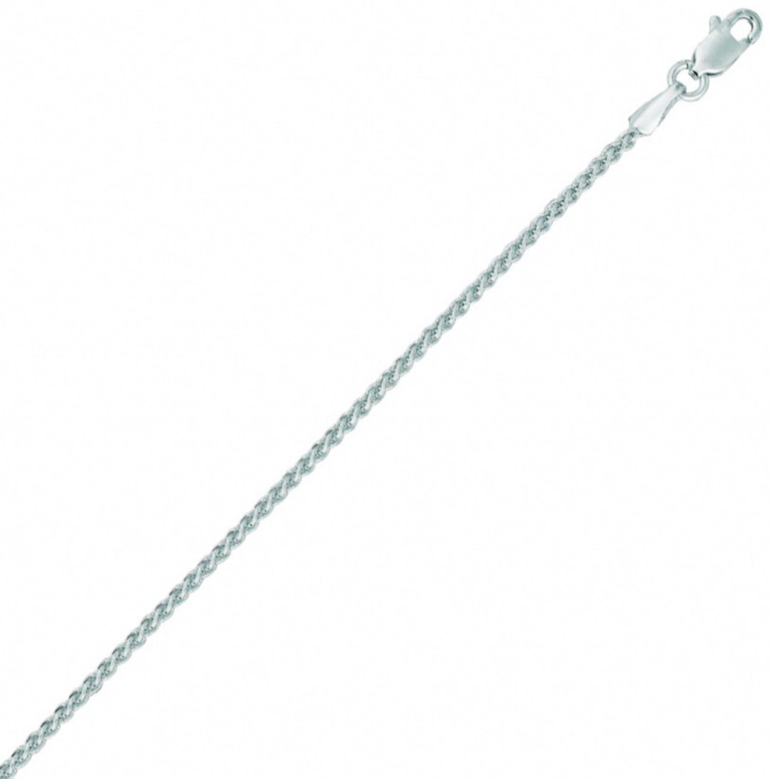 1.5mm Round Wheat Spiga Chain Necklace Real 14K White Gold 18" 4.9gr - Etsy