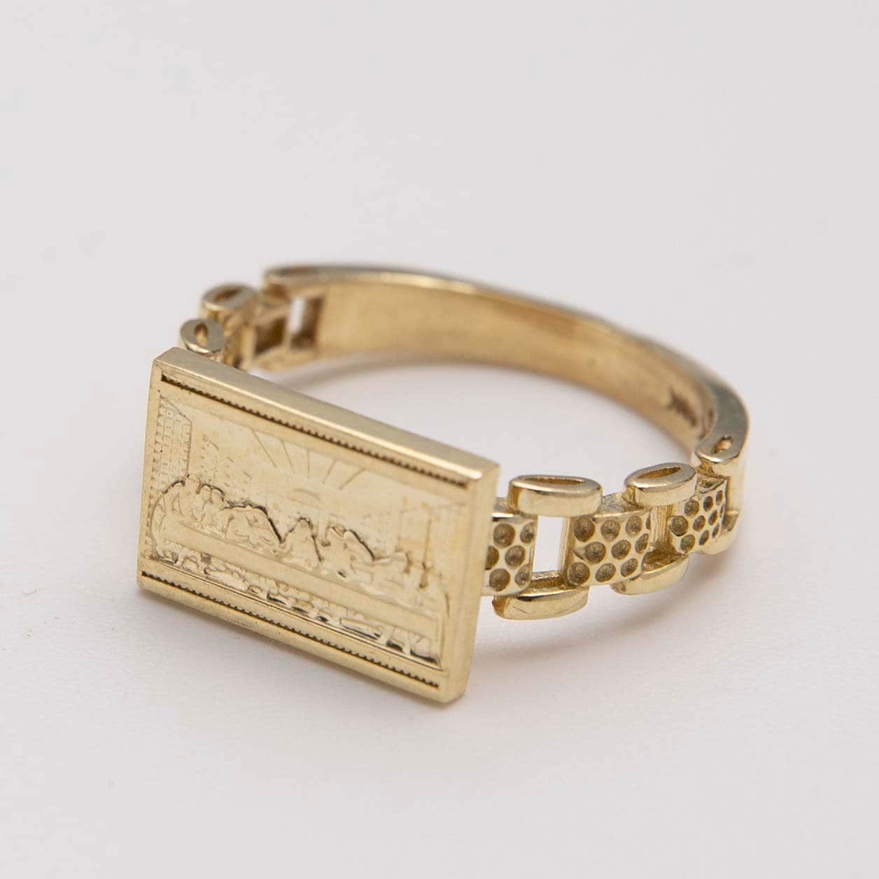 Railroad Design Last Supper Ring Solid 10K Yellow Gold Size 6.5 - Etsy