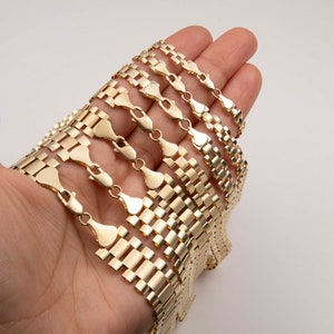 Reversible Rlx Railroad Chain Necklace Real 10K Yellow Gold All Sizes ...