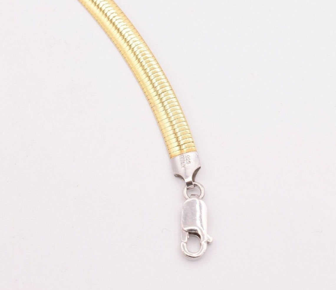6mm Italian Reversible Omega Chain Necklace 14K Yellow Gold - Etsy