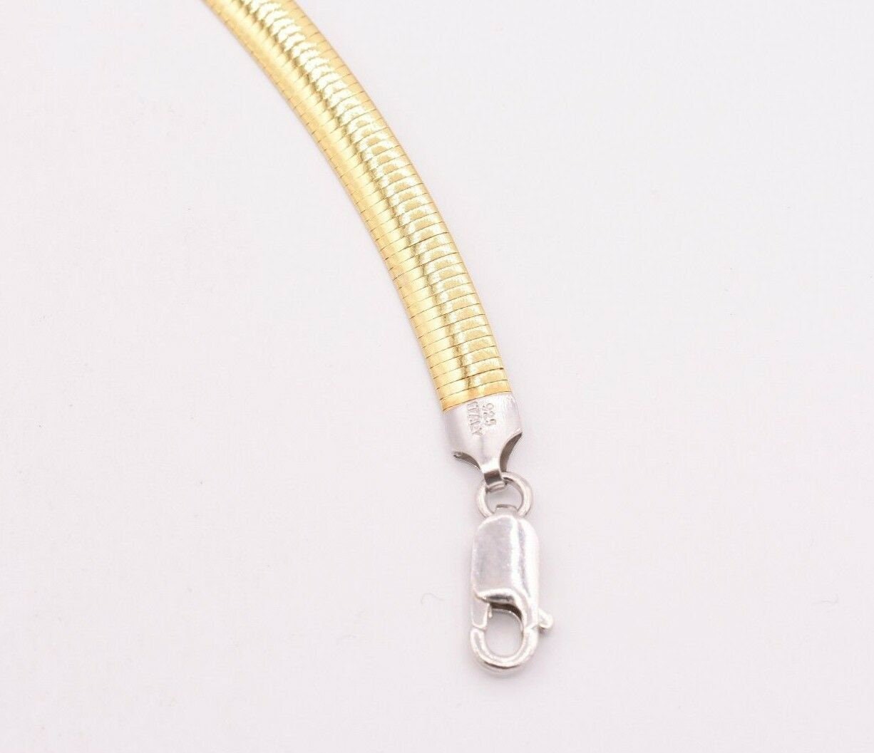 Two Tone Reversible Omega Chain Necklace In 14k Yellow Gold And ...
