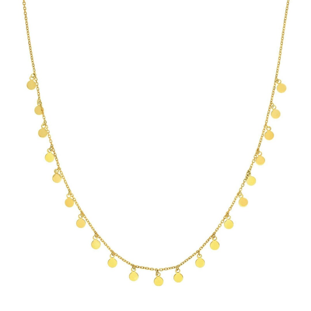 Adjustable Baby Disc Dangle Necklace Real 14K Yellow Gold - Etsy