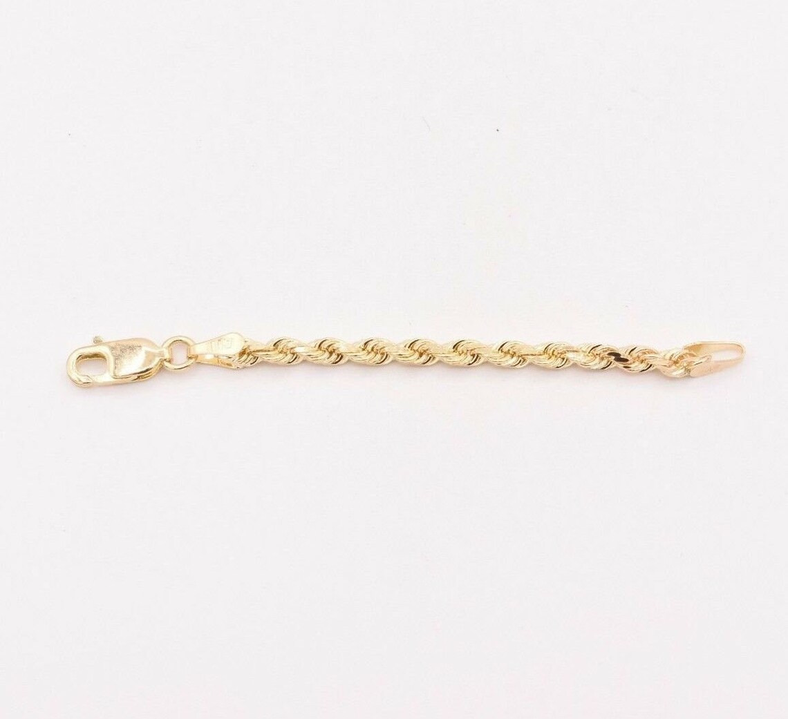 2mm Diamond Cut Rope Chain Extender Necklace Pendant Real 10K Yellow ...