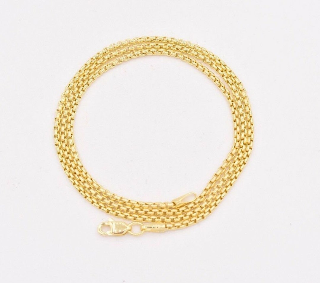 1.7mm Round Box Chain Necklace Real 14K Yellow Gold Lobster Lock ALL ...