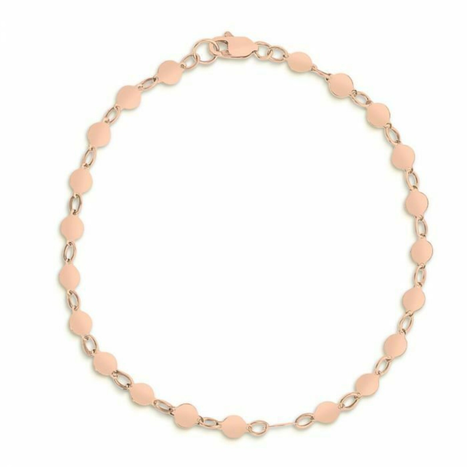 7 Polished Round Mirror Chain Bracelet Real 14K Pink - Etsy