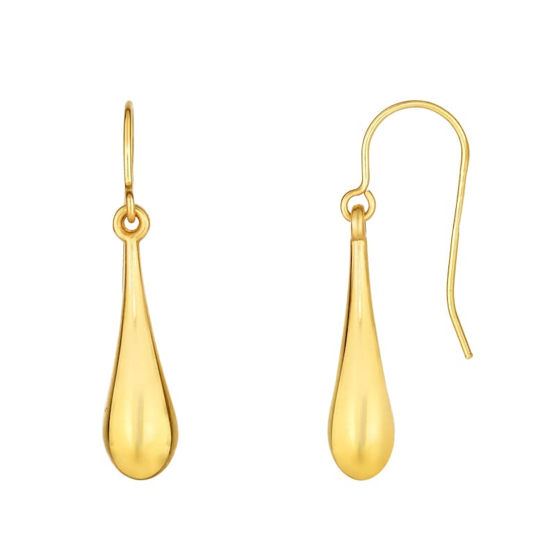 Puffed Shiny Tear Drop Dangle Earrings Real 10K Yellow Gold - Etsy