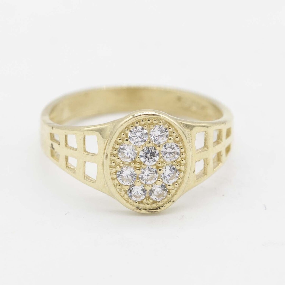 Kids Oval CZ Ring Real 10K Yellow Gold Size 3 - Etsy