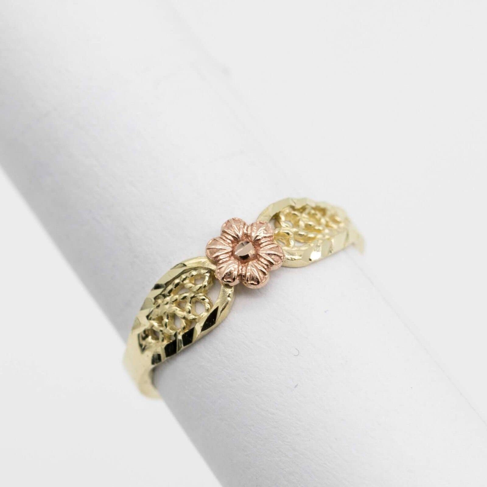 Baby Diamond Cut Flower Ring Real 10K Yellow Rose Gold Size 1 - Etsy