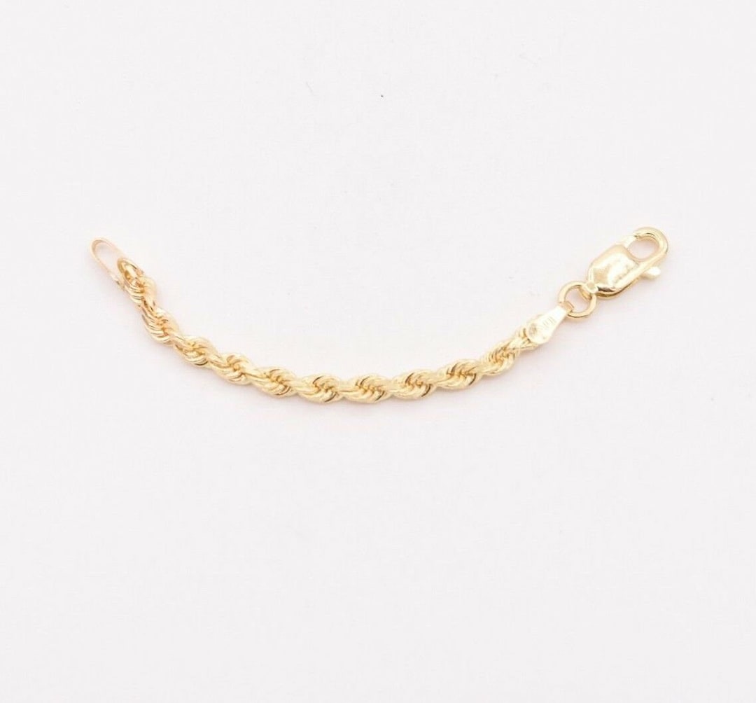 2mm Diamond Cut Rope Chain Extender Necklace Pendant Real 10K Yellow ...