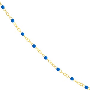2mm Cobalt Blue Enamel Bead Station Chain Real 14K Yellow Gold 18" - Etsy