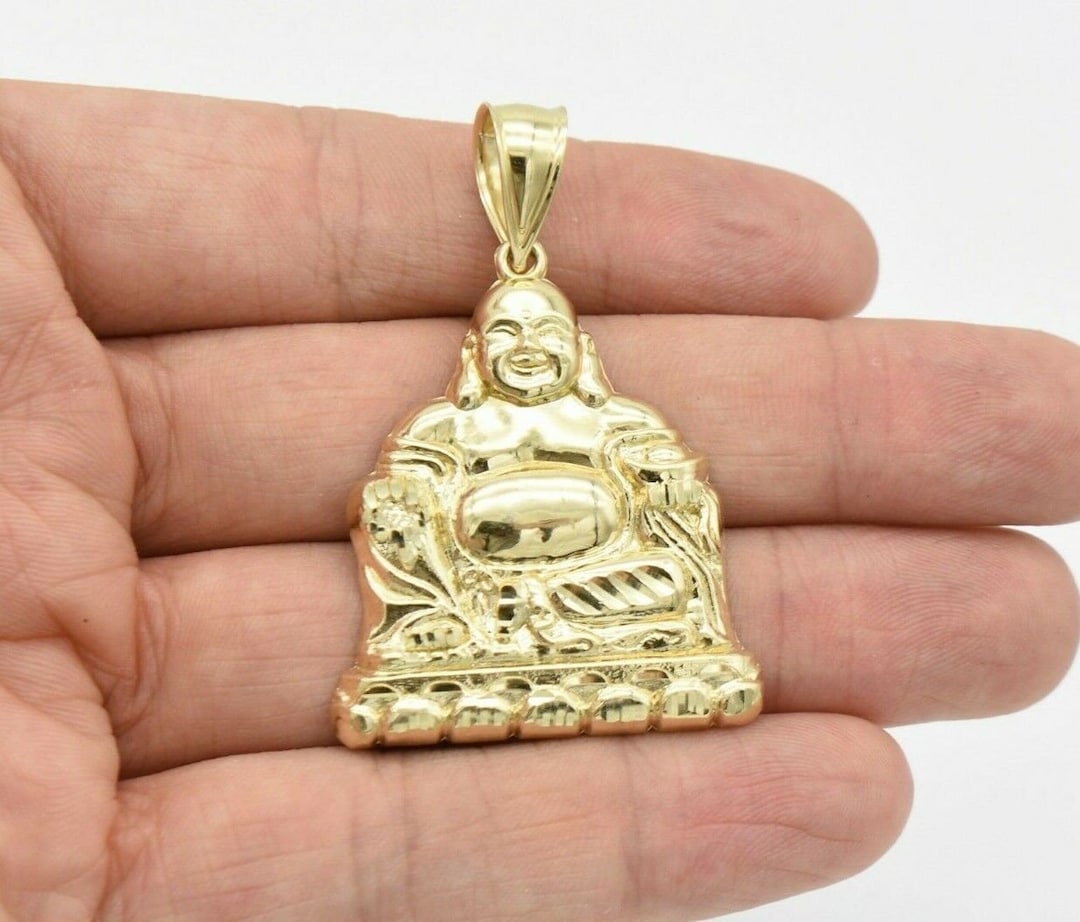 2 1/4" Diamond-cut Happy Buddha Pendant Charm Real 10K Yellow Gold - Etsy