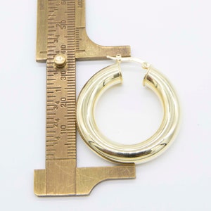 7x35mm Plain Shiny Polished Hoop Earrings 14K Yellow Gold Clad Silver ...