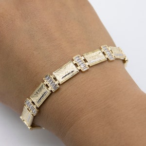 Baguette CZ Last Supper Jesus Bracelet 10K Yellow White Gold 8.5" - Etsy