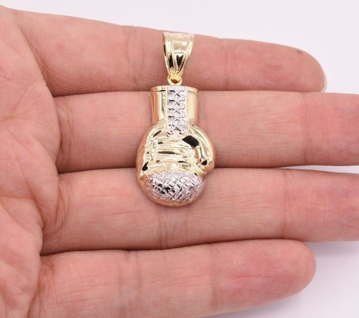 1 3/4 Boxing Glove Pendant Diamond Cut Real 10K Yellow - Etsy