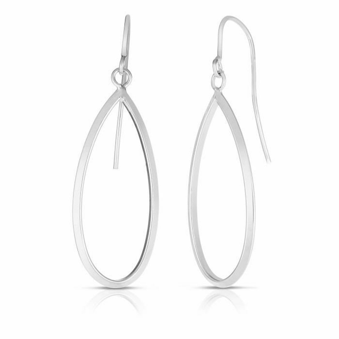 1 5/8" Graduated Open Oval Dangle Drop Earrings Real 14K White Gold 1 ...