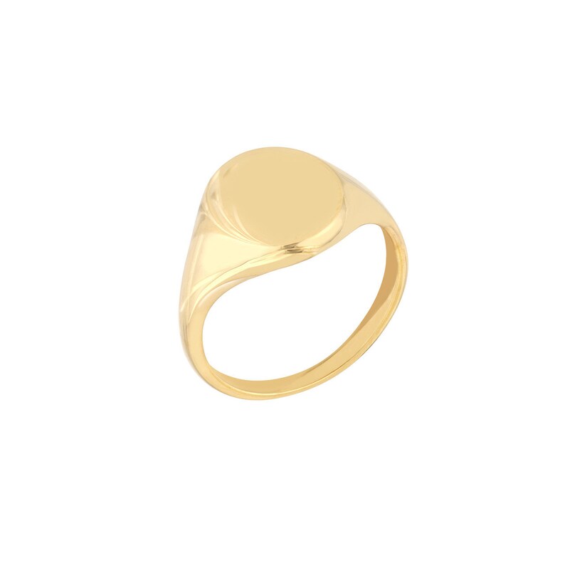 Signet Mini Oval Ring Real 14K Yellow Gold All Sizes - Etsy