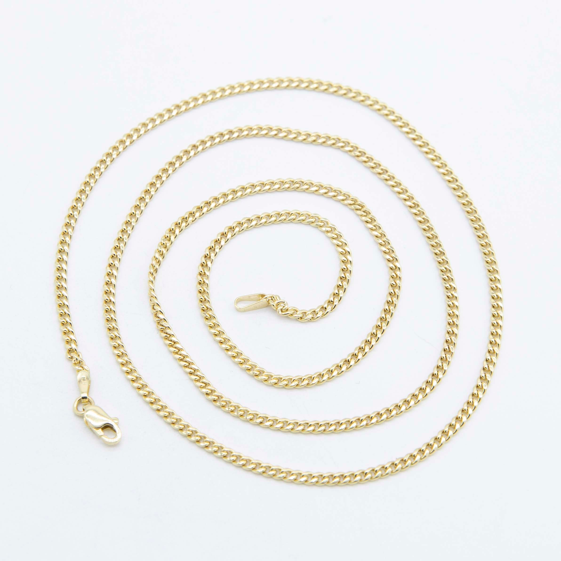 2mm Miami Cuban Link Chain Necklace Real 14K Yellow Gold All - Etsy