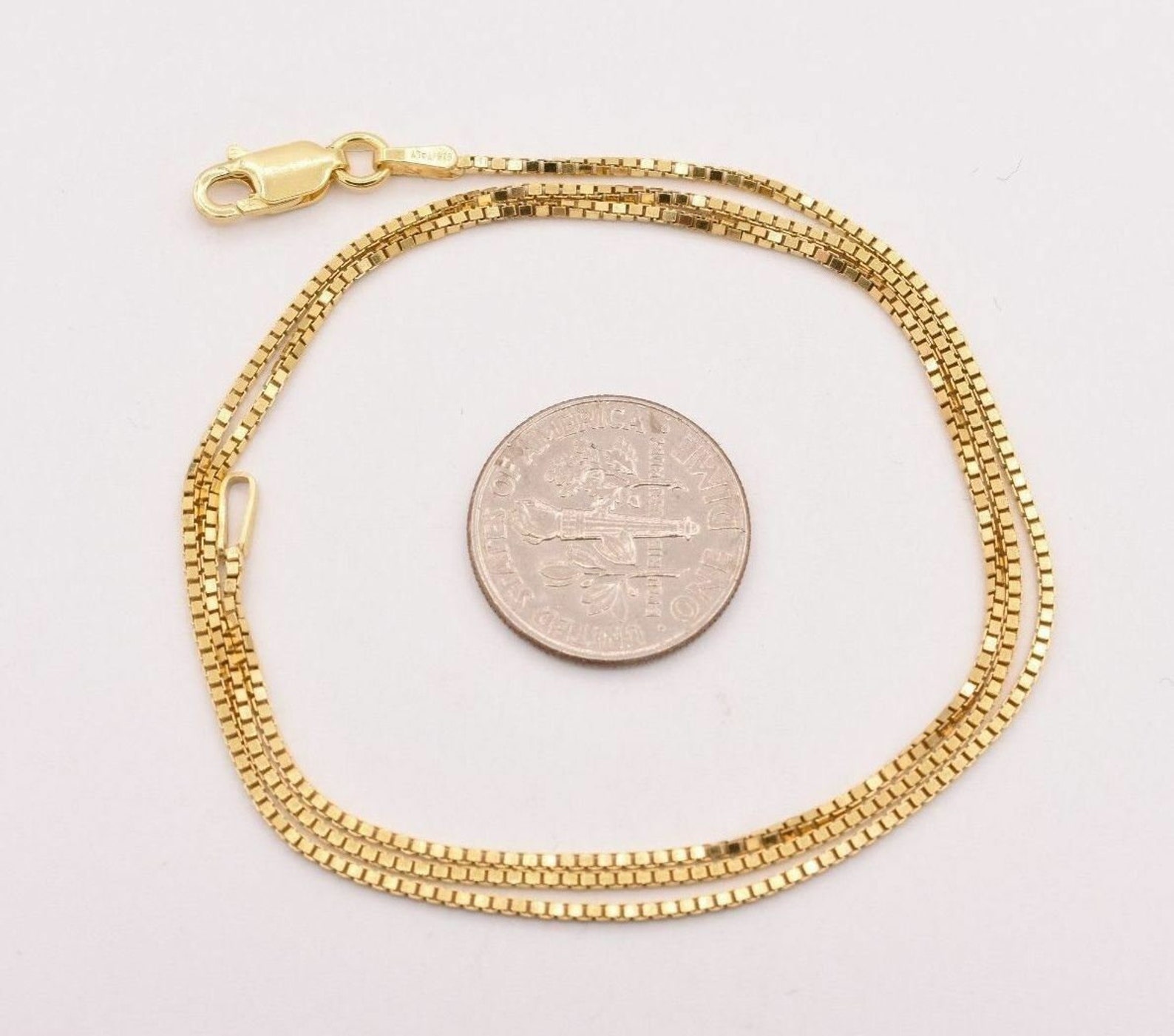 1mm Italian Square Box Chain Necklace 14K Yellow Gold Clad 925 - Etsy