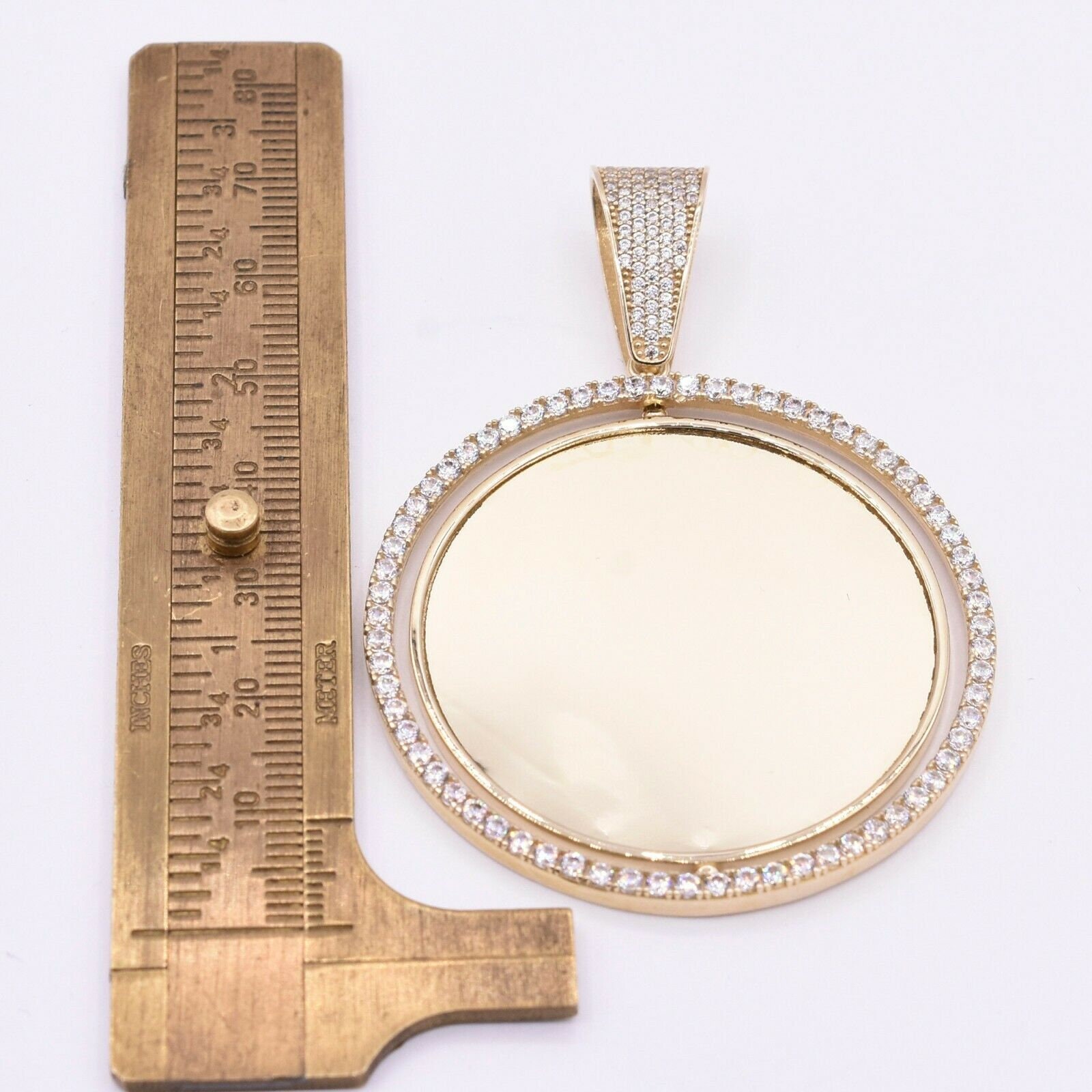 Reversible Medallion Frame Memory CZ Charm Pendant Real SOLID | Etsy